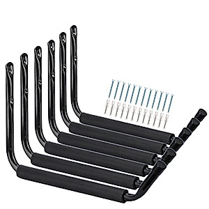Whrsinlor Heavy Duty 13 Inches Jumbo Arm Indoor Outdoor Storage Wall Hooks, Garage and Garden Steel Organizer Rack, 6 Pack Garage Storage Hooks