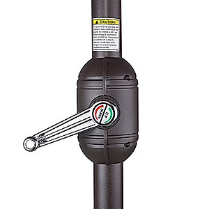 VILLACERA 83-OUT5421 9' LED Lighted Outdoor Patio 8 Steel Ribs and Push Button Tilt, Solar Powered Market Umbrella, Brown