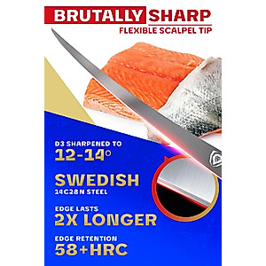DALSTRONG Fillet Knife - 7 inch - Flexible Kitchen Knife - Centurion Series - Swedish 14C28N High Carbon Stainless Steel - Boning, Trimming, Skinning - Razor Sharp - G10 Handle Boning Knife - w/Sheath