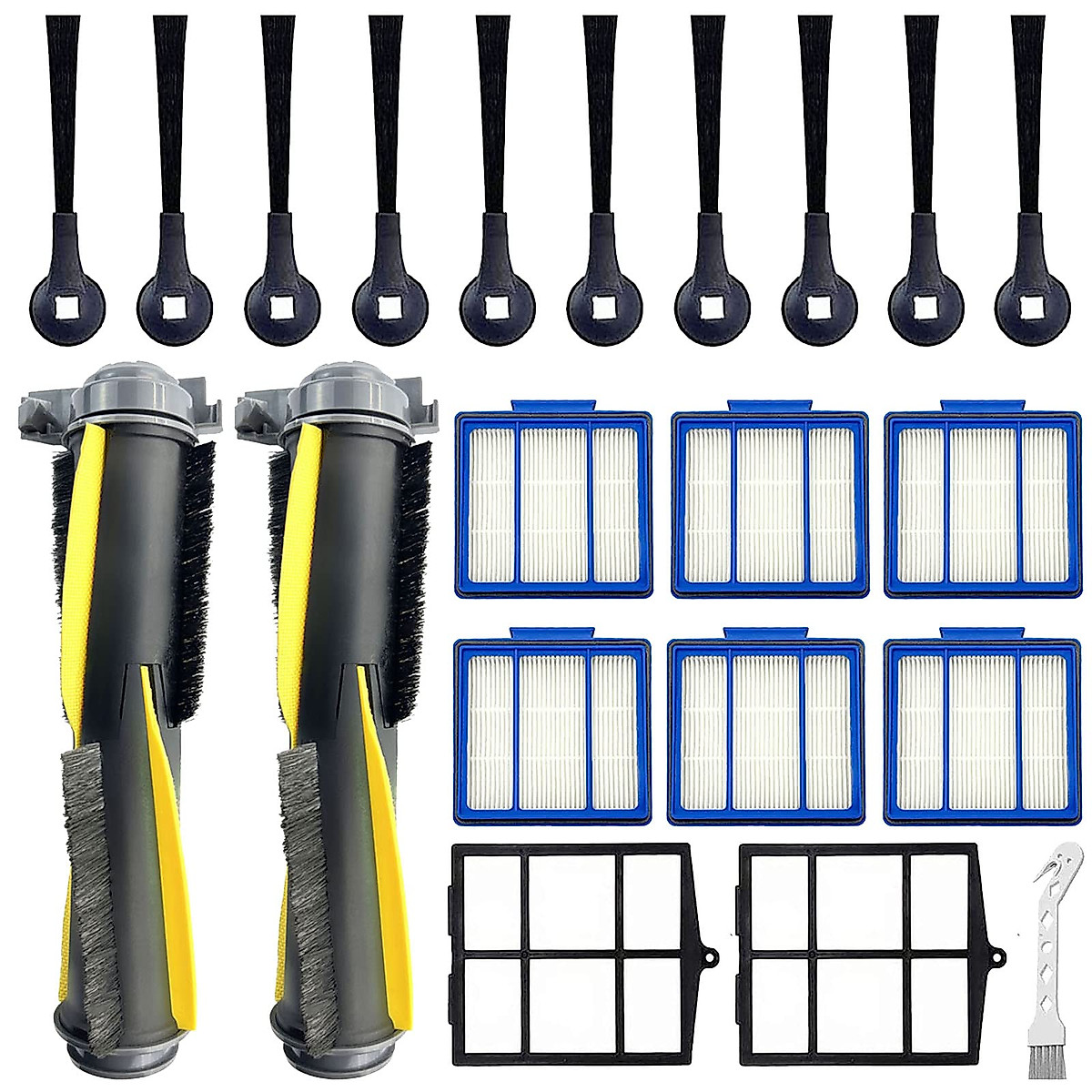 Tivcroxs Accessories Kit for Shark IQ RV1001AE, Shark AV911S EZ, AV1010AE RV1000 RV1001 AV970 AV993 AV1002AE UR1000SR UR1005AE Robot Vacuum Cleaner,2 Main Brush,6 Filters,10 Side Brushes,2 Pre Filter