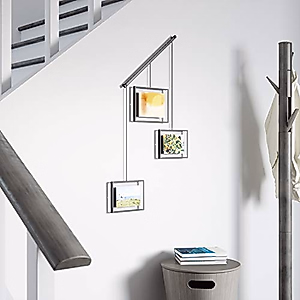 Umbra Exhibit Picture Frame Gallery Set, Adjustable Wall Collage Displays Three 8x10" Photos, Set of 3 Large, Black