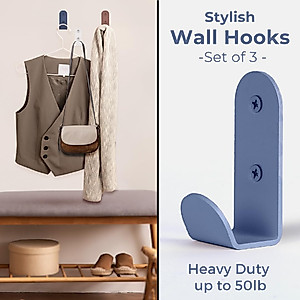 ARTiLETTO Stylish Wall Hooks Set: 3 Chic Single-Hook Decorative Coat Wall Mounts for Hanging Coats, Towels, Backpacks, Hats & Clothes, Hooks for Wall,Room Décor.