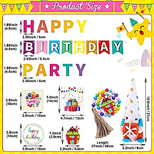 9 Pcs Farmhouse Birthday Gnome Tiered Tray Decor Set Birthday Gift Gnome Tiered Tray Doll Happy Birthday Party Wood Sign Farmhouse Beaded Garland for Farmhouse Kitchen Tiered Tray Birthday Party Decor