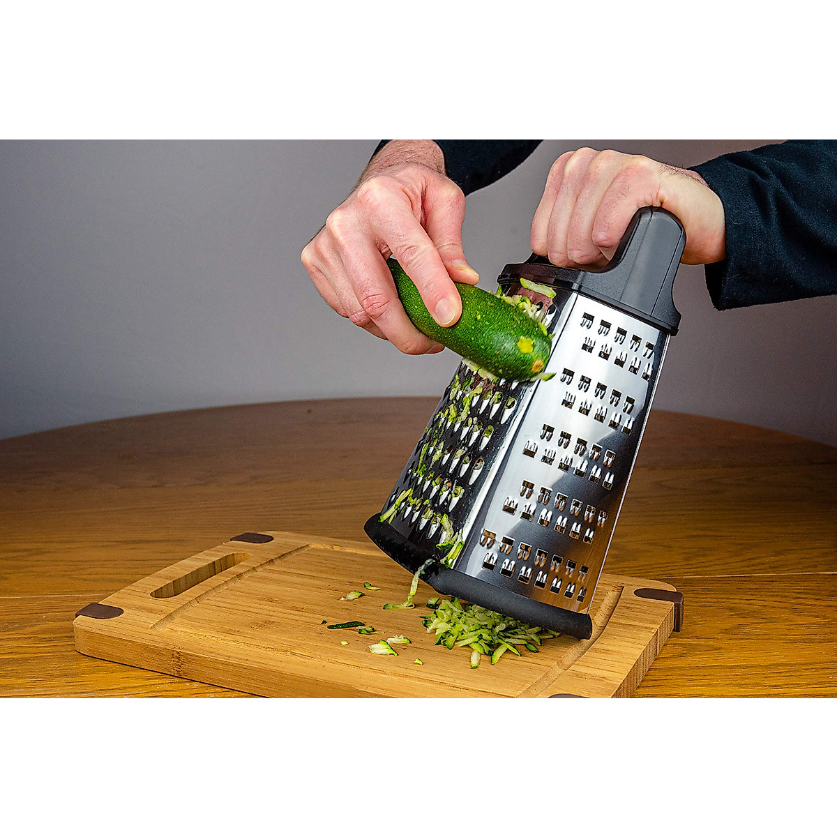 4-Sided Cheese Grater Stainless Steel with Strong Grip and Sharp Blades Professional Box Design with Perfect Slicer, Shredder & Zester For Fruits, Vegetables, Cheeses, Carrot Etc.