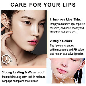 BINGBRUSH Color Changing Lipstick Queen,PH Mood Long Lasting Lip Gloss Korean Lip Balm Tinted Magic Makeup Moisturize Lipstick Set (3Pcs Aloe+Strawberry+Cherry, 3 Count (Pack of 1))