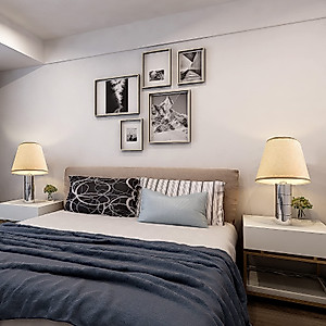 Drum Fabric Lamp Shades for Table Lamps and Floor Light, Lampshades Spider Fitter: 7.9" Top x 12" Bottom x 10" High, Natural Linen Hand Crafted, Set of 2