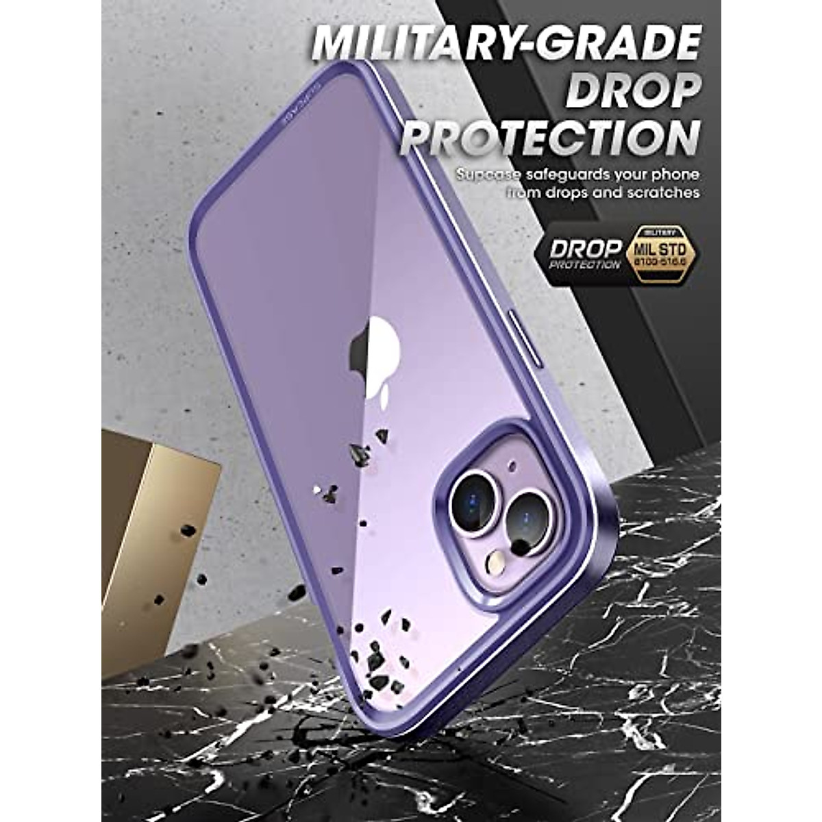 SUPCASE Unicorn Beetle Edge XT Case for iPhone 14 Plus 6.7", with Built-in Screen Protector Slim Frame Clear Protective Case (Purple)