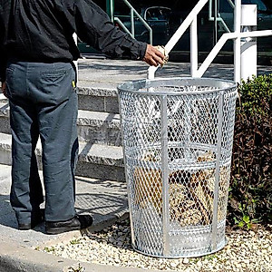 Global Industrial 48 Gallon Outdoor Metal Trash Container, Galvanized