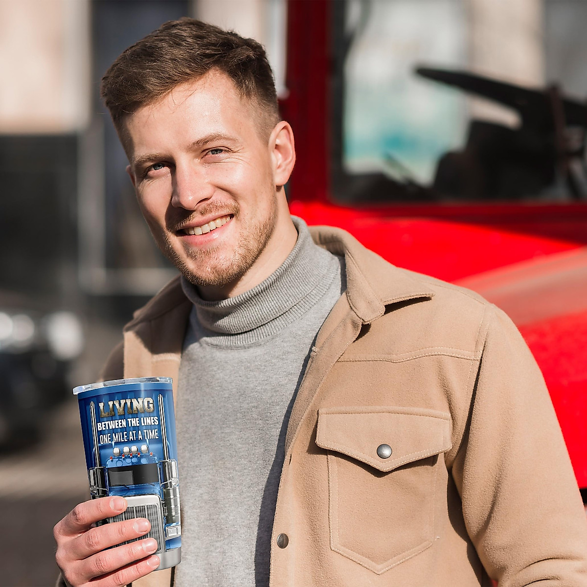 Qatdey Truck Driver Gifts for Men, Cool Gifts for Truck Drivers Tumbler 20oz, Trucker Gifts Mug, Best Gifts for Truckers Cup, Trucker Gifts for Men/Truck Lovers/Dad, Appreciation Gift for Truck Driver