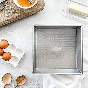 USA Pan Bakeware Square Cake Pan, 9 inch, Nonstick & Quick Release Coating, Made in the USA from Aluminized Steel