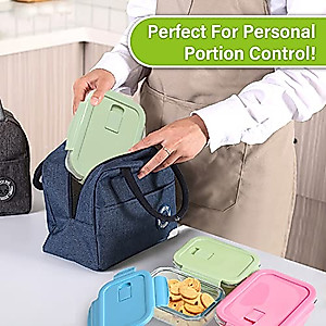 EONJOE 6-pack 2.5 cups small glass containers with vent lid for meal prep food left overs storage kids adult snack bento boxes lunch cups Leak Proof