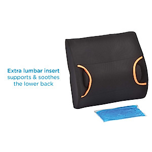 NOVA Medical Products NOVA Lumbar Support Pillow, Back Lumbar Cushion with Hot & Cold Pack and Extra Lumbar Insert, Breathable & Removable Washable Cover, Black
