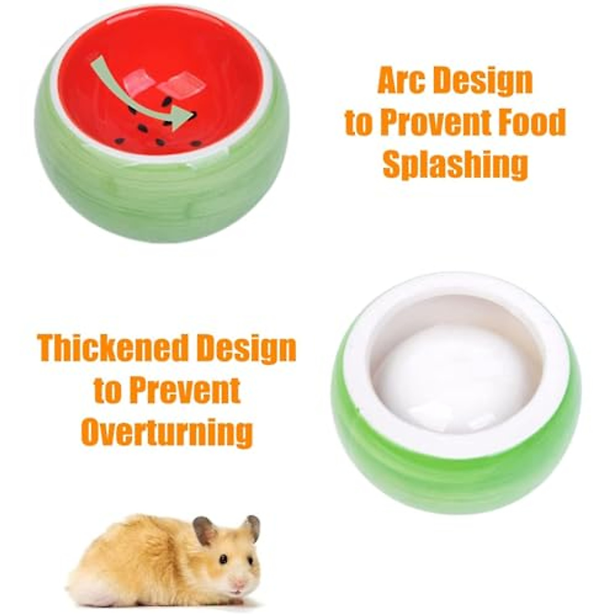 Bangminda 3Pcs Hamster Bowl Ceramic Small Animal Water Bowl Prevent Tipping Anti-Bite Ceramic Feeding Bowls for Guinea Pig Gerbil Ferret Syrian Hamster Chinchilla Rat Hedgehog Bunny