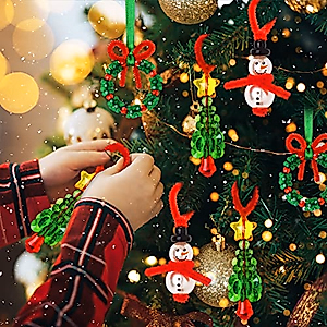 GYGOT Christmas Crafts for Kids,36 Sets Christmas Beaded Ornament Kit-Including 12 PCS Snowman/12 PCS Christmas Tree/12 PCS Wreath,Xmas Party Holiday Craft Tree Decorations (Assembly Needed)