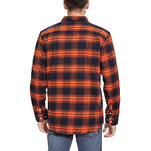 MAGCOMSEN Men's Button Down Long Sleeve Shirts Flannel Shirts Plaid Shirts Casual Shirts Classic Shirts,Orange M