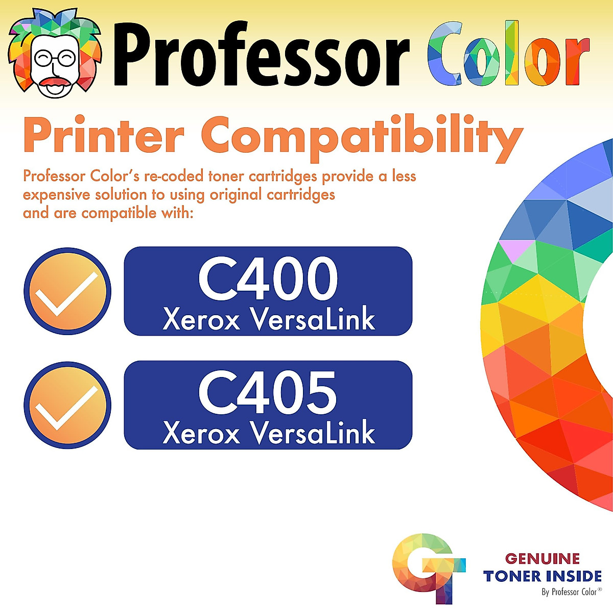 Professor Color Re-Coded OEM Toner Cartridge Replacement for Xerox VersaLink C405 C400 C400D C400DN MFP C405DN C405N C405 | 106R03524 106R03525 106R03526 106R03527 - Extra High Yield 4 Pack