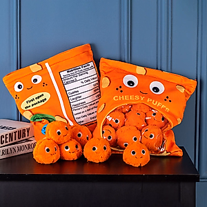 Cheesy Puffs Plush Toy Balls, Puff Cheese Puff Stuffed Toy Game Pillow Cushion Cute Plush Pillow Throw Pillow, Creative Removable Stuffed Animal Toys (Big 9 Balls)