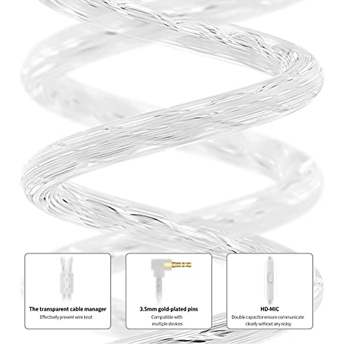 CCA CRA+ in Ear Monitor Earphone, Patented Ultra-Thin Diaphragm Dynamic Driver IEM, Clear Sound & Deep Bass, Wired Earbuds with Tangle-Free Removable Cord