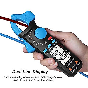 Bside ACM91 1mA Clamp Meter DC/AC Current True RMS Auto-Ranging 6000 Counts Multimeter Live Check V-Alert Temperature Capacitance Frequency Tester with Back Clip