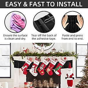 6 Pack 10 Feet Black Foil Fringe Garland Metallic Foil Tinsel Streamers, Wall Hanging Fringe Curtain Backdrop Tinsel Fringe Banner for Parade Floats, Wedding, Birthday, Halloween Party Decorations