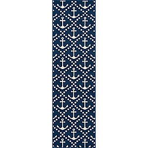 Momeni Rugs Baja Collection Contemporary Indoor Outdoor Area Rug, 3'11" x 5'7", Navy Blue