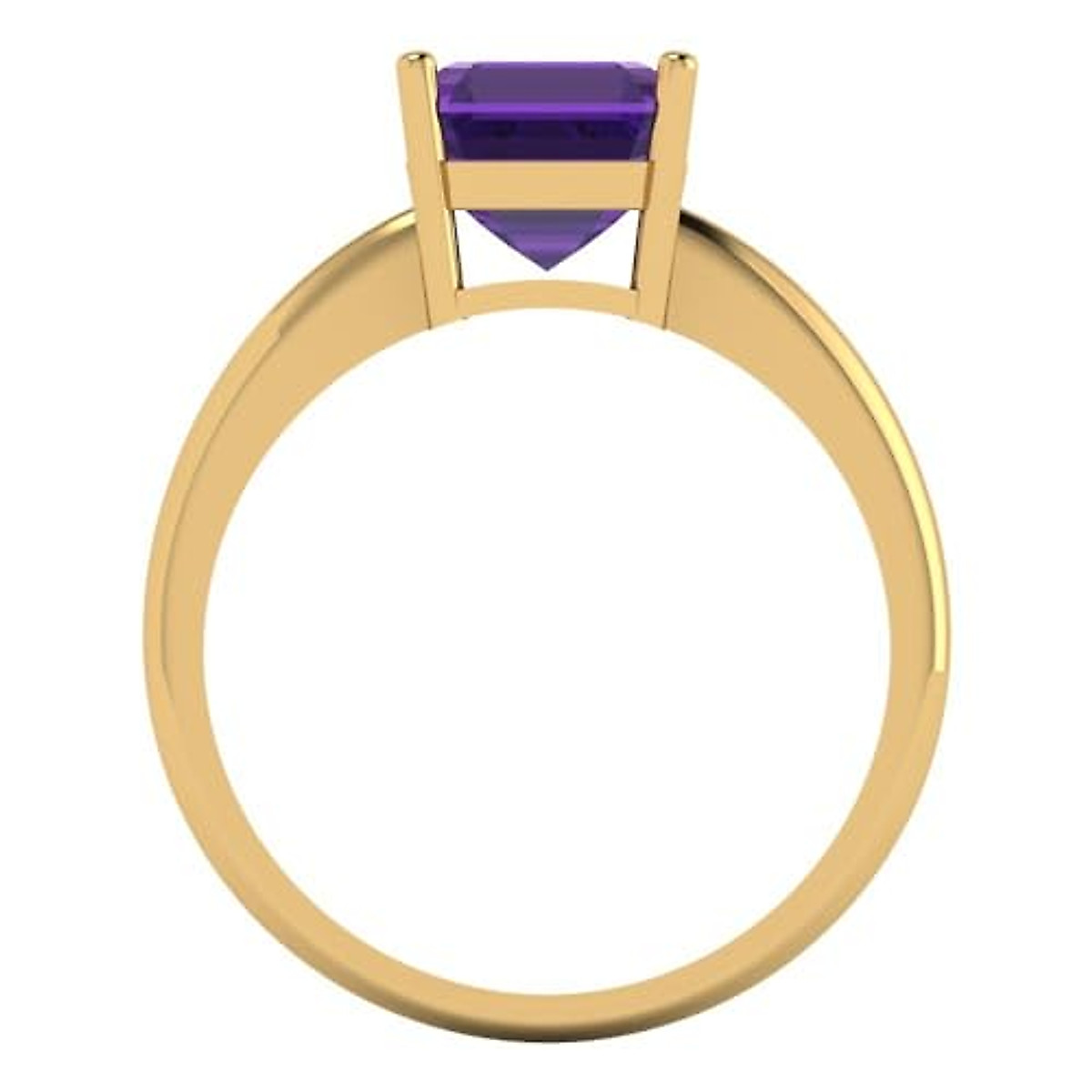 Clara Pucci 2.0 ct Asscher Cut Solitaire Natural Purple Amethyst Engagement Bridal Promise Anniversary Ring 18K Yellow Gold Size 3.5