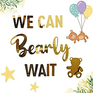 We Can Bearly Wait Teddy Bear Baby Shower Decorations, Baby Bear Sign, Baby Bear Sign,Decor for Teddy Bear Theme Girl Boy Baby Shower Birthday Party Decorations,Gender Reveal Door Hanging Photo Props