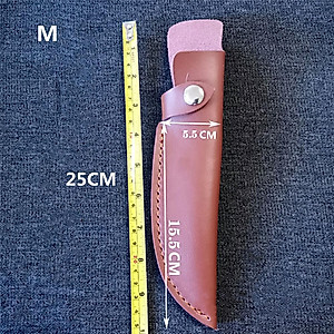 Panchitalk Leather Straight Knife Sheath Portable Real Cowhide Pouch Cover for Fixed Blade Outdoor Hunting (M)