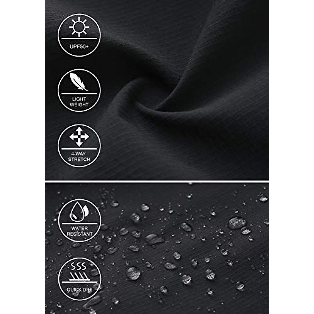 Libin Men's Quick Dry Golf 10" Shorts, Lightweight Hiking Stretch Gear, Travel Fishing Casual Tactical Pockets Shorts, Black XXL