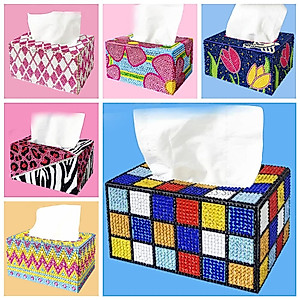 5D Diamond Painting Box Storage Containers,Diamond Painting Tissue Box Cover, Paper Facial Tissue for Bathroom Countertop Night Stand Kitchen Dining Table Bedroom Office Car (C,14.5x7.7x10.5cm)