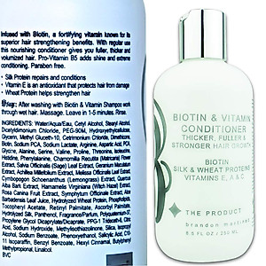 B THE PRODUCT High Potency Biotin Hair Growth Shampoo & Conditioner Set - Fortified with Vitamins E, A, C & B for Fastest Hair Growth (8.5oz.)