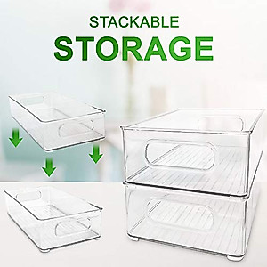 Cabinet Pantry Organizers and Storage Set of 4 - Kitchen Cabinet Counter Organizer and Storage - Truly Stackable Kitchen Organization Storage Bin - Clear Pantry Storage Bins