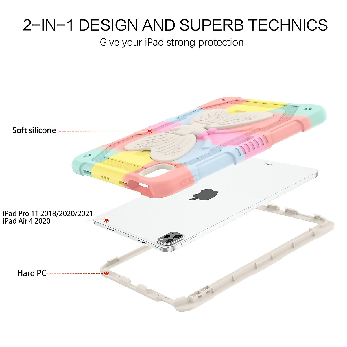 BENTOBEN for iPad Pro 11 inch Case, iPad Air 5th/4th Generation Case, 2 in 1 Heavy Duty Rugged Shockproof Kickstand Pencil Holder Girls Women Kid iPad Pro 11 inch Tablet Cover, Rose Gold