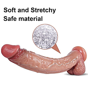 12.5 Inch XL Realistic Dildos Small Glans Extra Long Life Like Skin, Dual Density Silicone Fat Huge Dildo with Big Suction Cup, Giant Product Thick Large Toy for Women Fake Penis