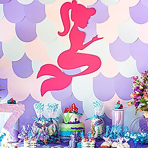 100 Pieces Mermaid Cellophane Bags Mermaid Tail Themed Treat Favor Bags Transparent Cello Bags with Blue Ribbon Cookie Chocolate Candy Goody Bags for Party, Carnival