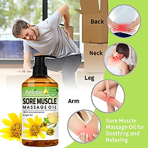 3 Pack Massage Oil for Massage Therapy,Sore Muscle Arnica Oil & Lavender Oil Massage Oil for Date Night & Ginger Oil Lymphatic Drainage & Massage Ball-Relaxing Massage Christmas Gifts for Men Women