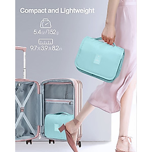 Luxtude Small Hanging Toiletry Bag for Women, Water-resistant Travel Toiletry Bag with Hanging Hook, Portable Toiletry Travel Organizer Bag for Toiletries, Shower, Bathroom, Cosmetics etc.(Blue)