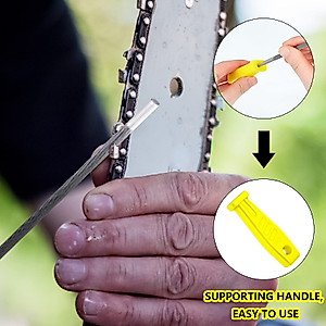 Chumia 6 Pcs Chainsaw Chain File with 3 Plastic Handles for Sharpening Chainsaw File Kit Sharpening Round Files (5/32 7/32 3/16 Inch)