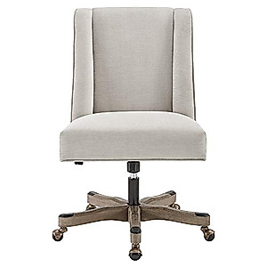 Riverbay Furniture Upholstered Swivel Office Chair in Natural Linen
