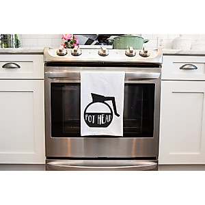 Handmade Funny Kitchen Towel - 100% Cotton Funny Hand Towel for Coffee Lovers - 28x28 Inch Perfect for Chef Housewarming Christmas Mother’s Day Birthday Gift (Punny Pot Head)