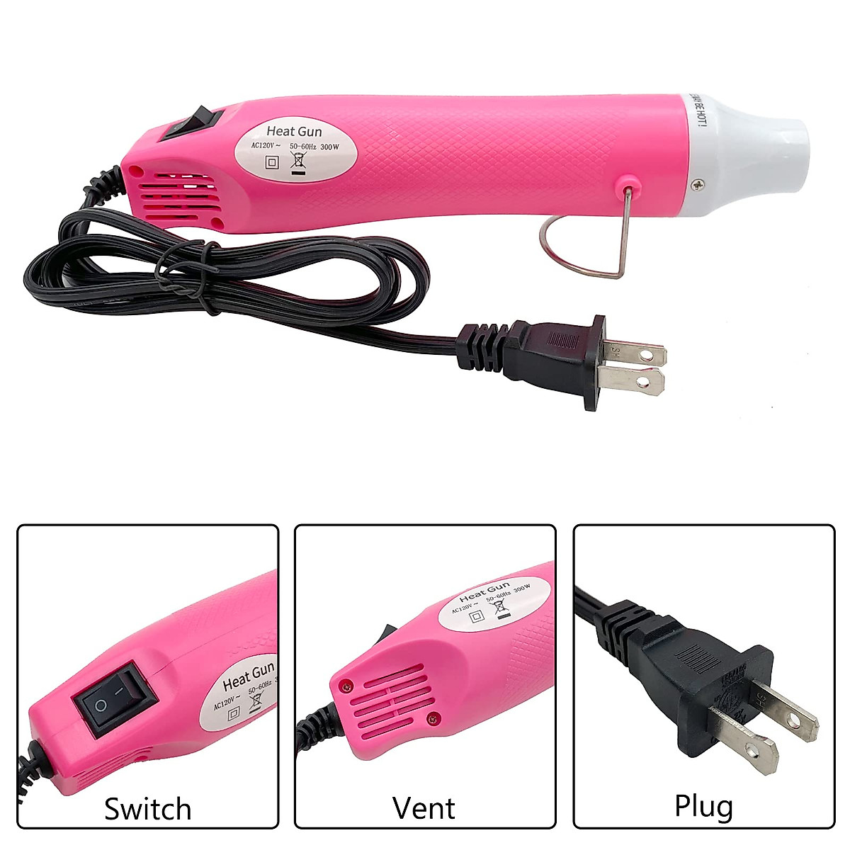 Heat Gun, Mini Hot Air Gun for DIY Crafts Portable Heat Air Gun Tool for Embossing Shrink Wrapping Drying Paint