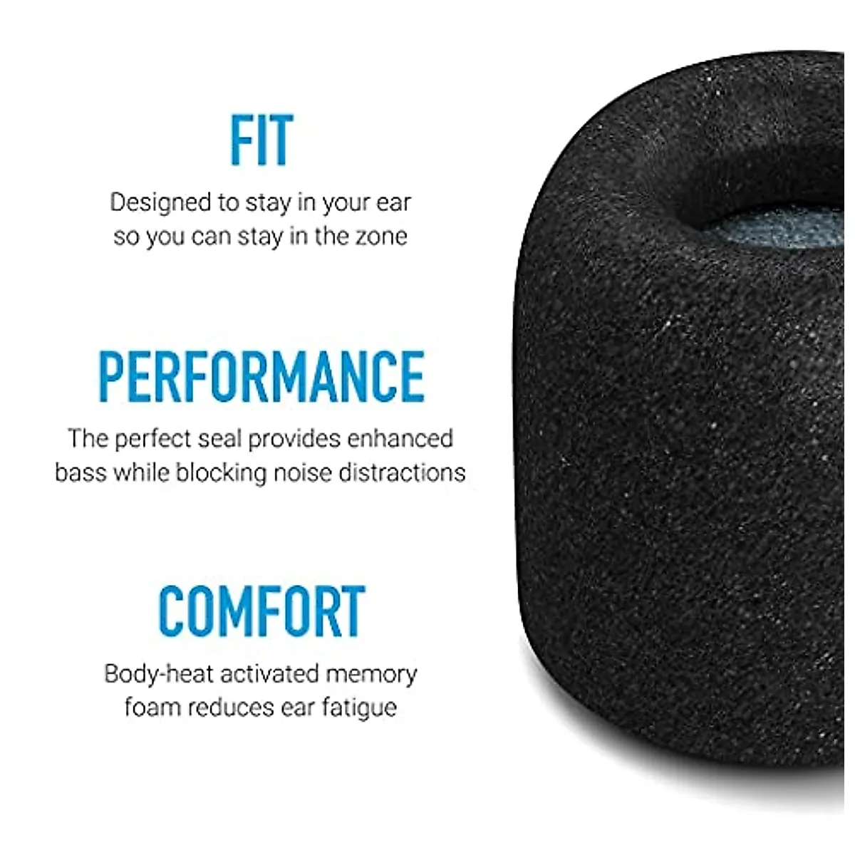 Comply Isolation Plus Memory Foam Earbuds Tips for Sennheiser Momentum/HD 1,IE 800 S,CX 3.00,5.00,6.00BT & 7.00BT with Noise Reduction, WaxGuard, and Secure Fit (Assorted, 3 Pair), Black (19-30204-11)