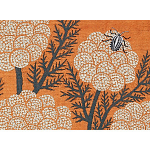 Kusubashi Crest Weave A-68398-90-OR Morita MiW Pouch, Flower and Stambug, Orange