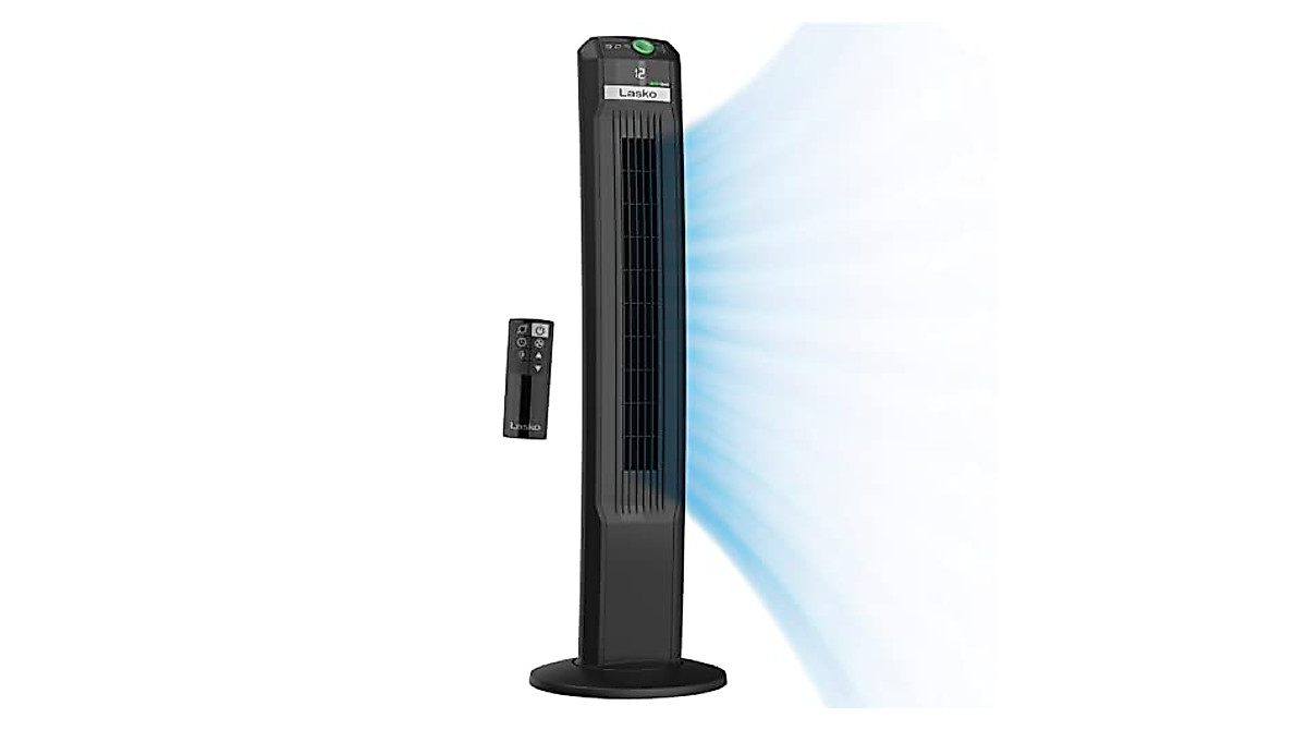 Lasko EcoQuiet Tower Fan - 12 Speeds & Remote Control