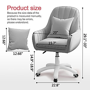 XUEGW Home Office Chair Computer Chair with Mid-Back Upholstered Modern Tufted Computer Task Chair Swivel Height Adjustable Velvet Accent Chair