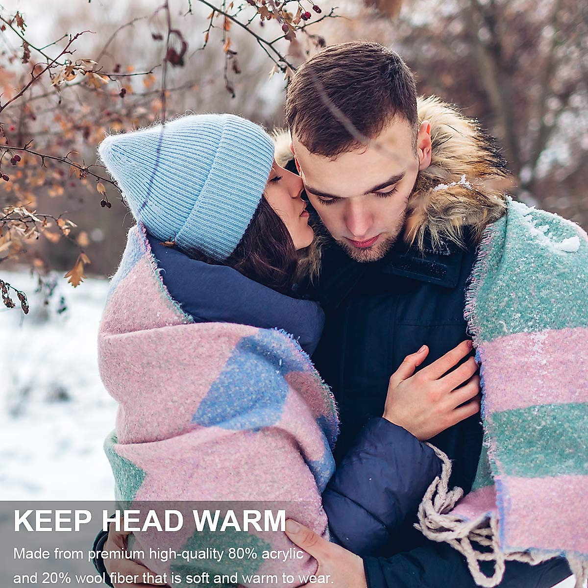 Vgogfly Unisex Knit Beanie Hats Slouchy Winter Knitted Hat Warm Men Women Soft Stocking Cap Ski Cuffed Black