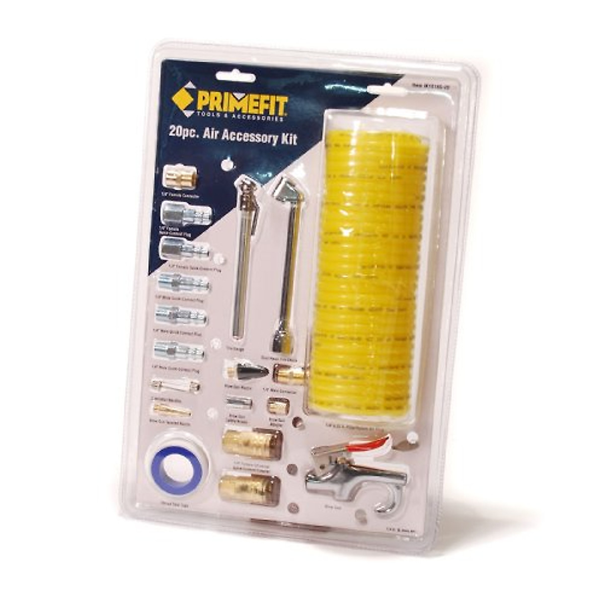 Primefit Pri-6044 IK1016S-20 Deluxe 1/4" Air Compressor Accessory Kit Including 1/4" Recoil Airhose