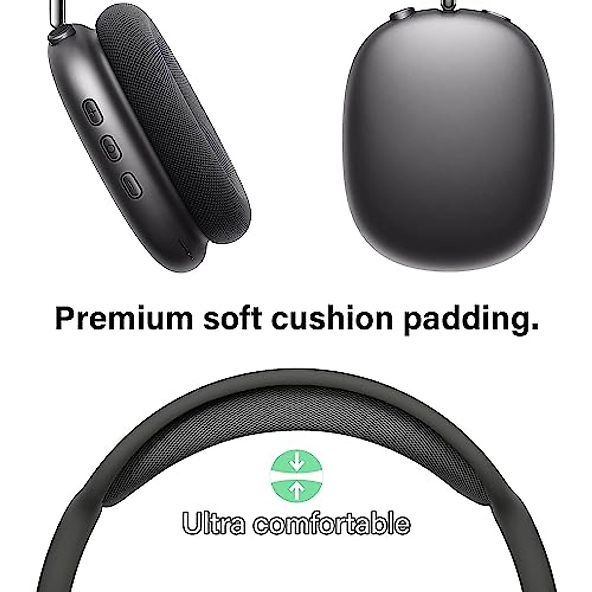 Peakfun Wireless Headphones Over-Ear Bluetooth Adjustable Headphones 42 Hours of Listening Time Volume Control, Fitting in Gaming/Running/Sports Headphones for iPhone/Android/Samsung - Space Gray