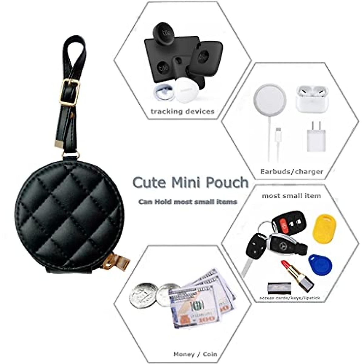 Tomcrazy Earbuds Carrying Case with Lanyard , Small Storage Pouch Bag for AirPods Pro 2 1 3 Earphone Protector , Sony LinkBuds S Cover WF-L900 WF-1000XM4 , Galaxy Buds , Car Keys , Access Card (Black)