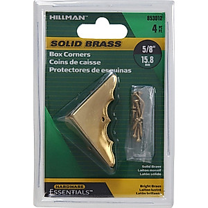 Hardware Essentials 853012 Decorative Corner Braces Bright Brass 5/8" 4-Pack